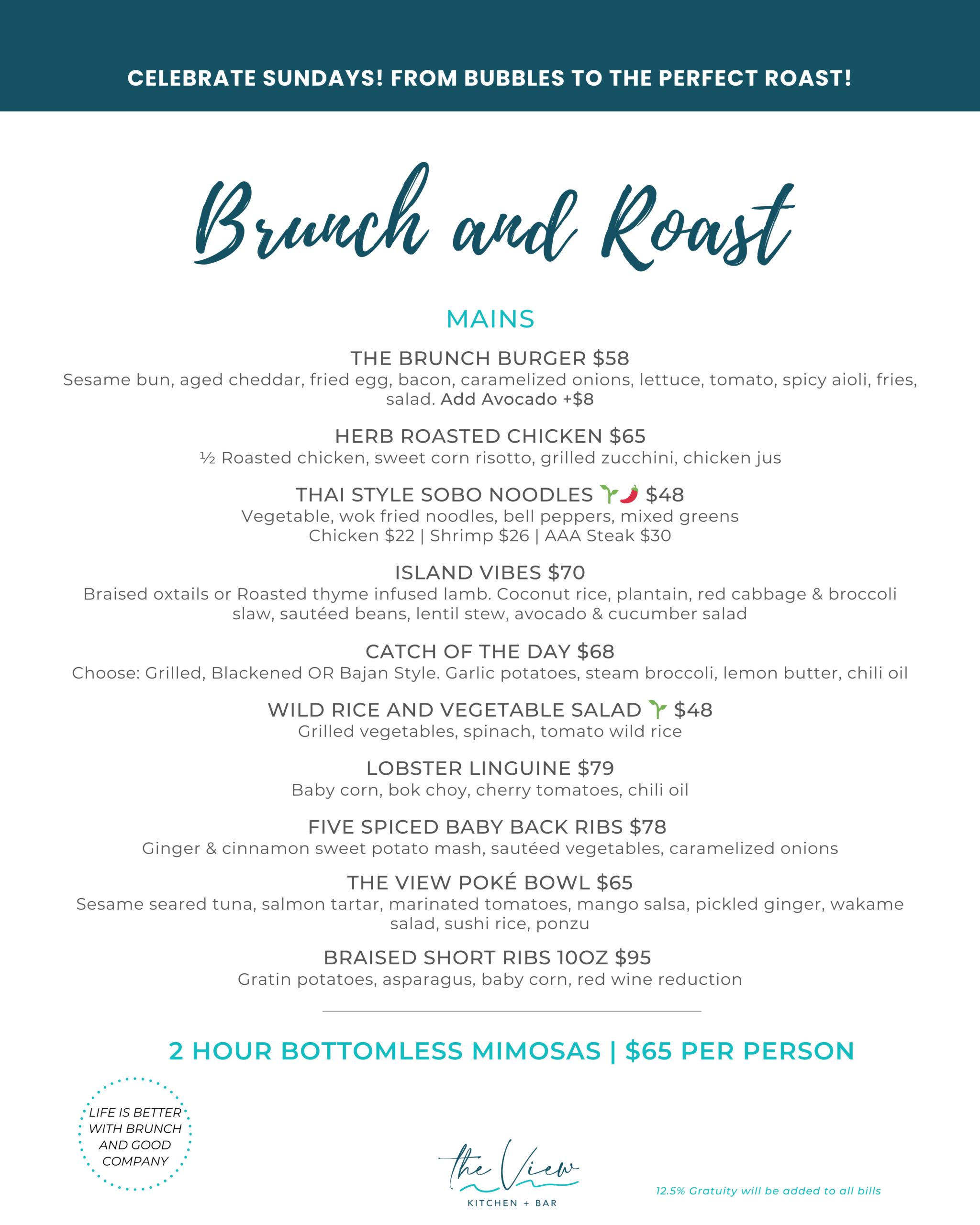 Menus – The View: Kitchen + Bar