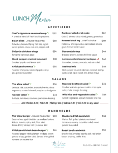 Menus – The View: Kitchen + Bar